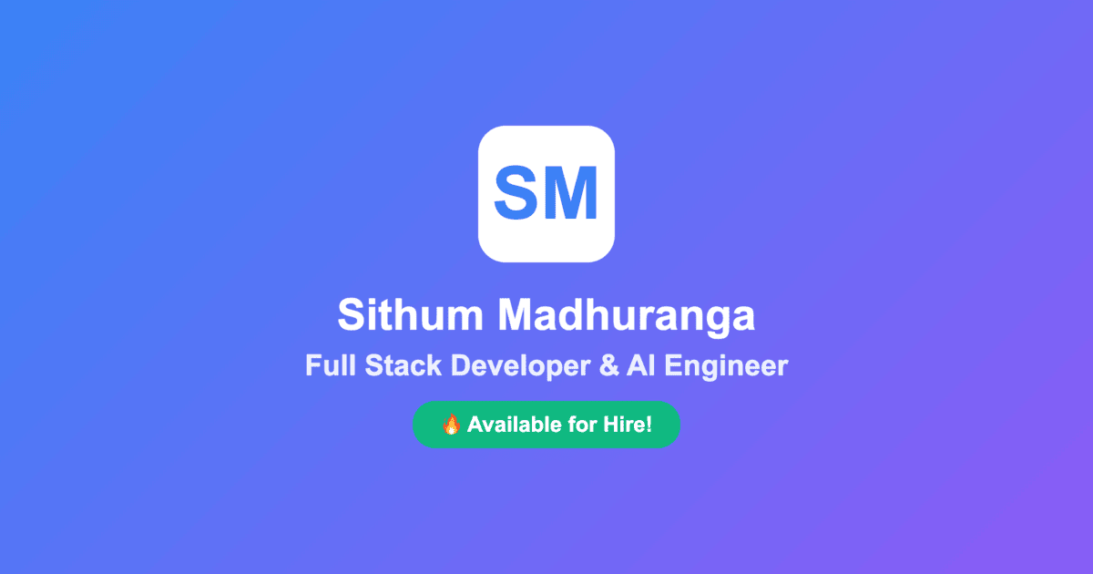 Sithum Madhuranga - Angular Developer & .NET Engineer | Software Engineer at Aizenit UK